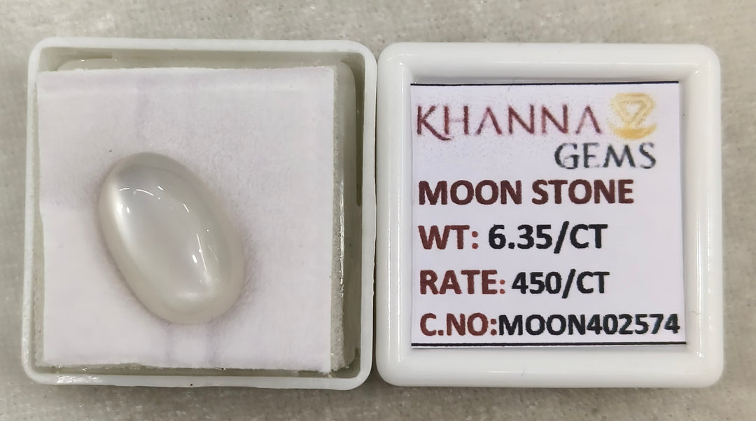 6.35/CT Moon Stone with Govt. Lab Certificate (450) | Khanna Gems