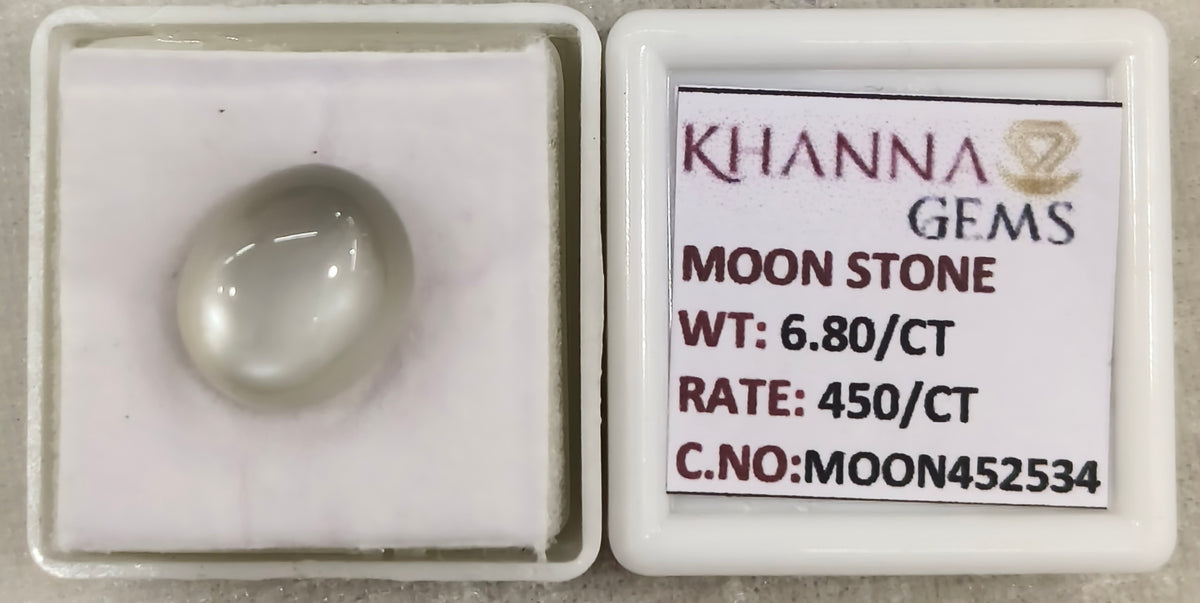 6.80/CT Moon Stone with Govt. Lab Certificate | Khanna Gems