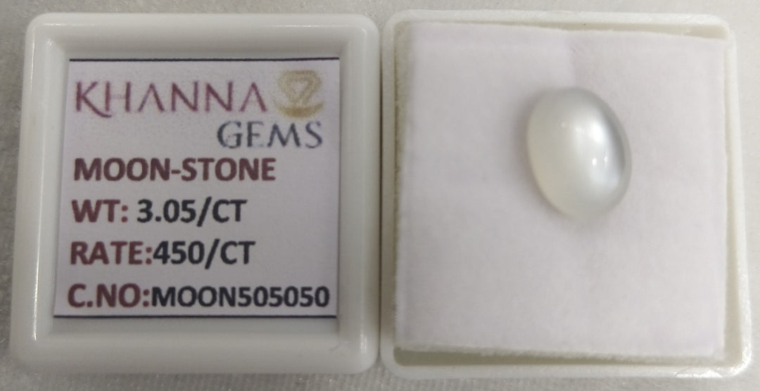 3.05/CT Moon Stone with Govt. Lab Certificate (450) | Khanna Gems