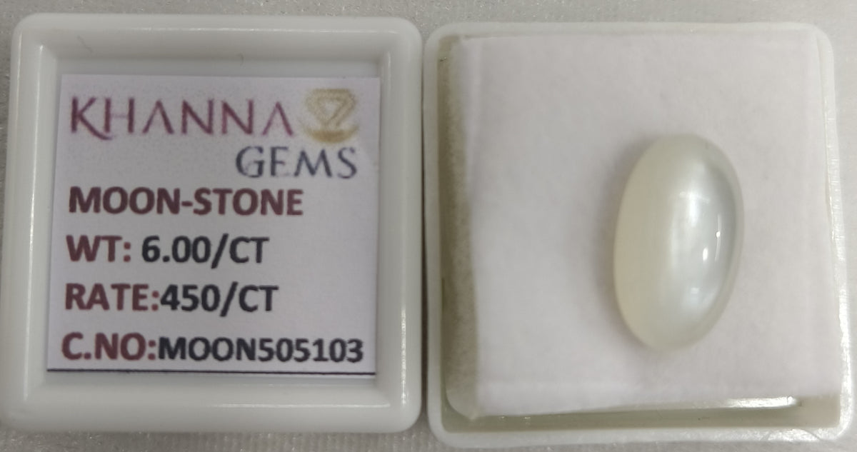 6.00/CT Moon Stone with Govt. Lab Certificate | Khanna Gems